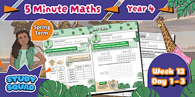 👉 Study Squad 5 Minute Maths - Year 4 Spring - Week 11 Day 1-3