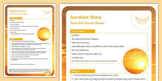 Summer Taste-Safe Sunshine Slime Sensory Recipe | Twinkl