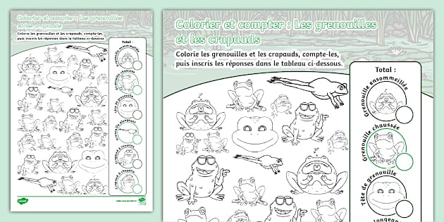 * NEW * Colorier et compter : Les grenouilles et les crapauds