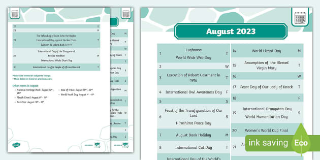 Teacher Planner: What's Happening in August? (teacher made)