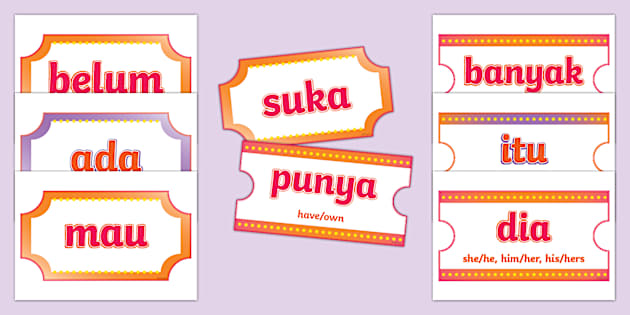 Indonesian High Frequency Words - Word Cards