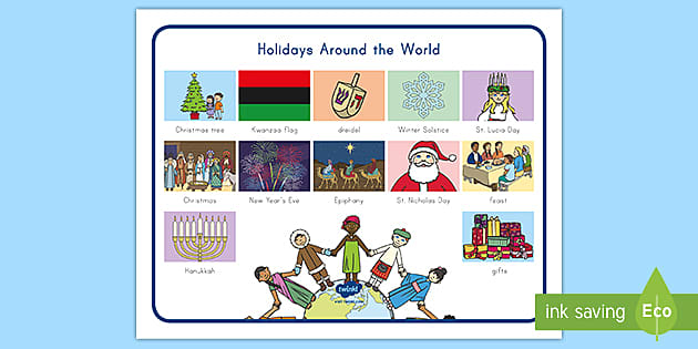 Holidays Around the World Word Mat (teacher made)