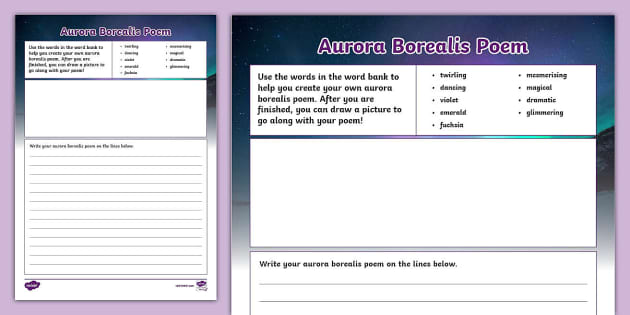 Aurora Borealis Poem Template (teacher made) - Twinkl