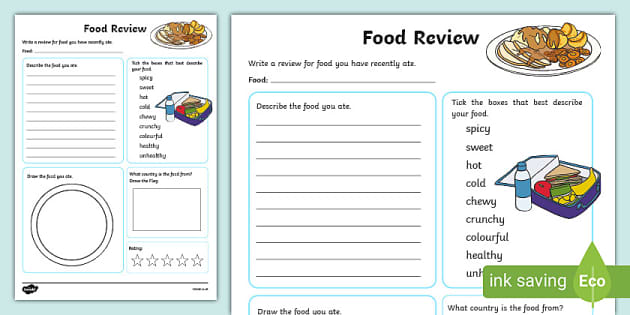 Food Review Worksheet (teacher made)