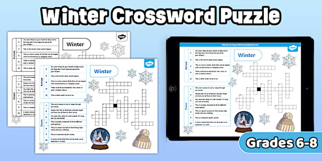 Winter Crossword Puzzle for 6th-8th Grade (teacher made)