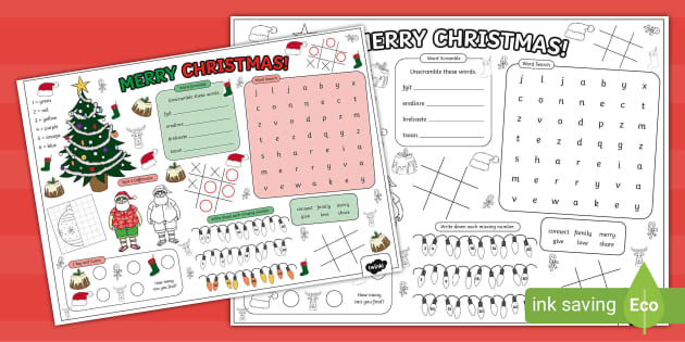 Christmas Activity Mat (Grade 1/2) (teacher made) - Twinkl