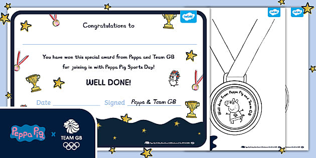 FREE! - Team GB & Peppa Pig Certificates and Medals