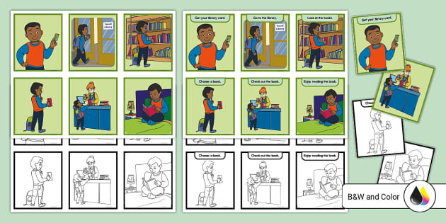 Library Sequencing Cards Ela Resource Twinkl Usa
