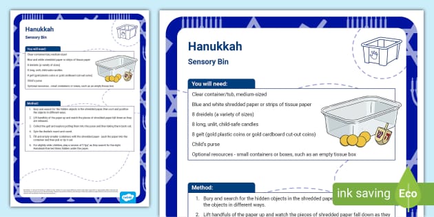 Hanukkah Sensory Bin (Hecho por educadores) - Twinkl