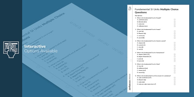 A Level Physics: SI Units Multiple Choice Questions - Twinkl