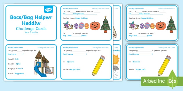 Bocs/Bag Helpwr Heddiw Year 3 and 4 Challenge Cards-Welsh/English, bocs