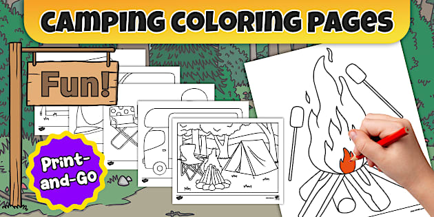 camping coloring sheet for kids