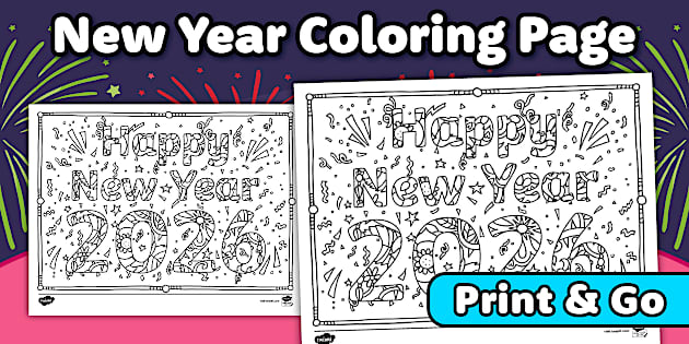 New Year 2026 Mindfulness Coloring Page