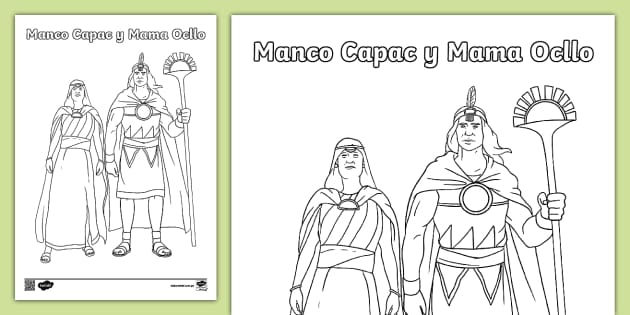 Manco Cápac y Mama Ocllo para colorear | Materiales Twinkl
