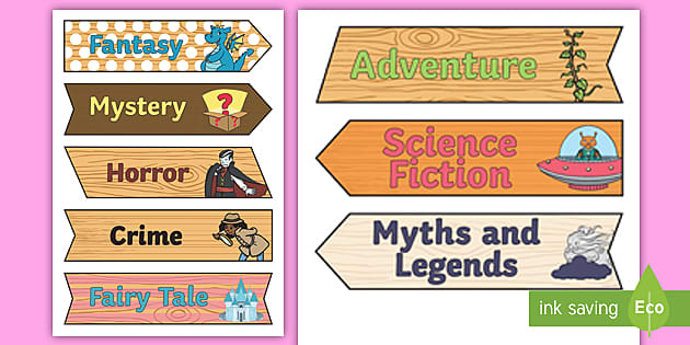 Story Genre SignPost Display Pack - Classroom Library Labels
