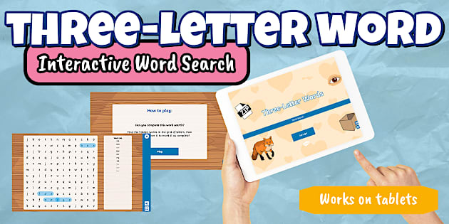 Three-Letter Words Interactive Word Search