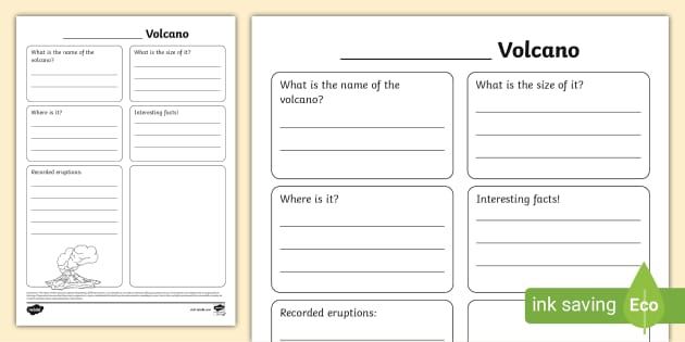 Volcanoes Fact File Template,volcano (Hecho por educadores)