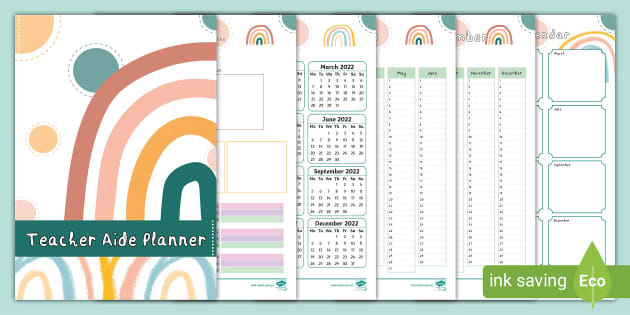 Muted Rainbow Planner 2022 | Editable Teacher Planner
