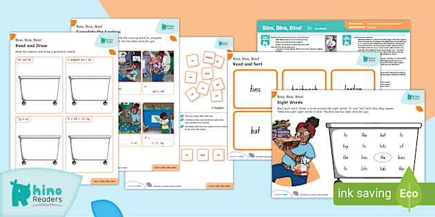 Level 2c Bins, Bins, Bins! Guided Reading Pack - Twinkl