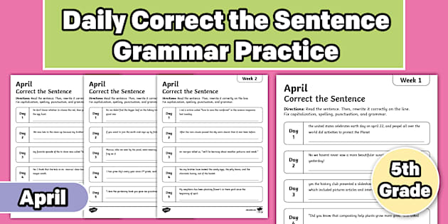 Fifth April Daily Correct the Sentence Grammar Practice
