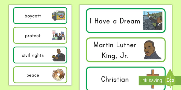 Martin Luther King Jr. Word Cards | Twinkl (teacher made)