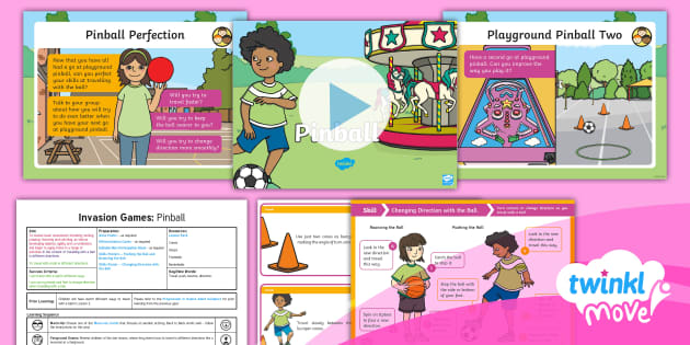 👉 Twinkl Move PE - Y1 Invasion Games Lesson 4 - Pinball