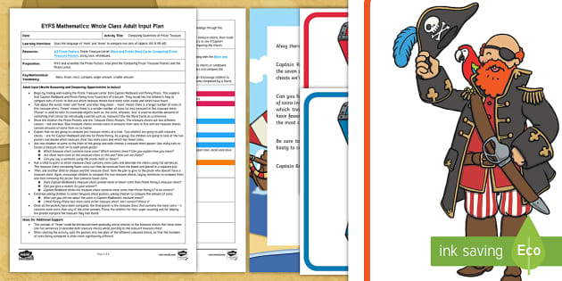 EYFS Maths: Comparing Pirate Treasure Whole Class Adult Input Plan and