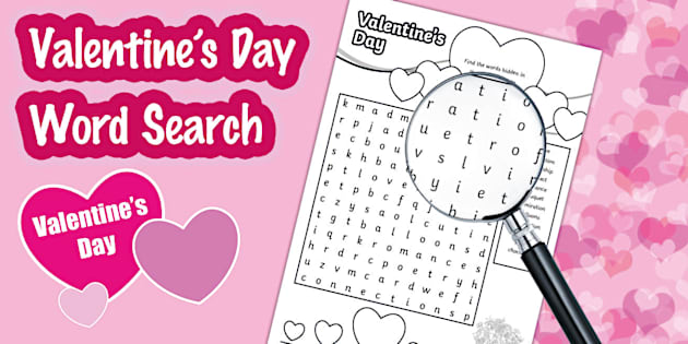 Valentine’s Day Word Search Activity Sheet