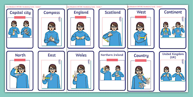 Geo Wonderers KS1 The UK BSL Key Word Cards Lesson One