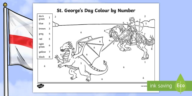 St. George's Day Color by Number (Teacher-Made) - Twinkl