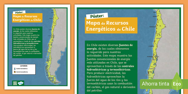 Póster Mapa de Recursos Energéticos de Chile - Twinkl