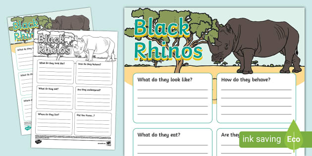 Black Rhino Fact File Template (Teacher-Made) - Twinkl