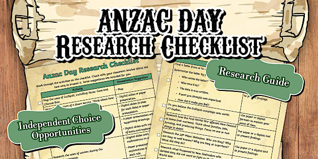 Anzac Day Research Checklist