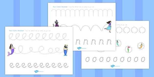 The Little Mermaid Pencil Control Sheets - Twinkl