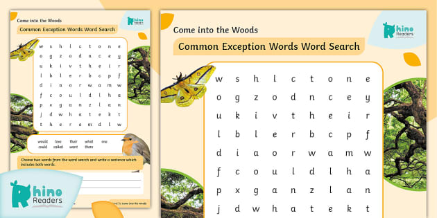 Level 5a Come into the Woods: Common Exception Word Search