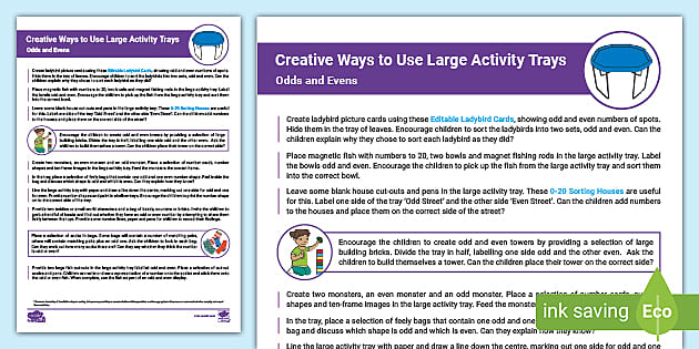EYFS Creative Ways To Use Large Activity Trays: Odds and Evens