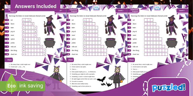 Halloween anagrams - Twinkl Puzzled - kids (teacher made)