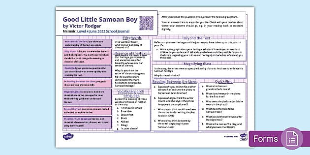 Level 4 June 2022 School Journal: Good Little Samoan Boy