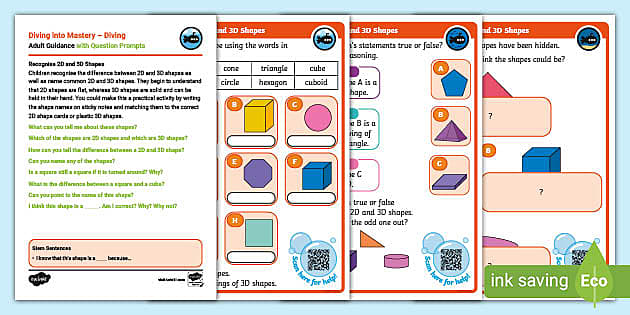 👉 White Rose Maths Compatible Y2 Recognise 2D and 3D Shapes