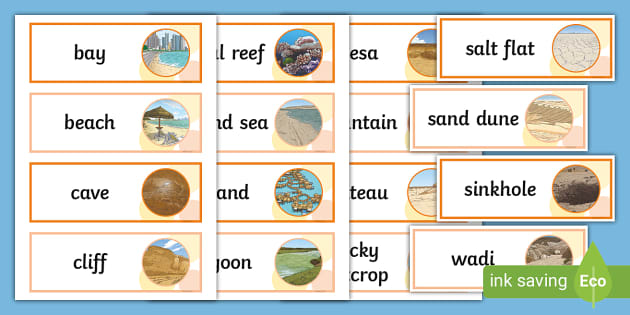 Landforms of Qatar Word Cards (teacher made) - Twinkl