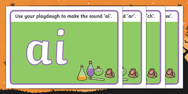 Halloween Themed Phase 3 Phoneme Playdough Mats - Twinkl