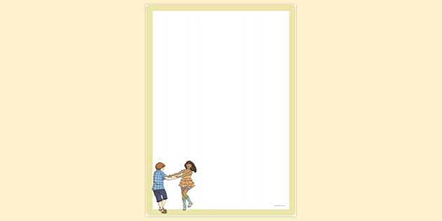 FREE! - Simple Blank 2 Children Dancing Page Border | Twinkl