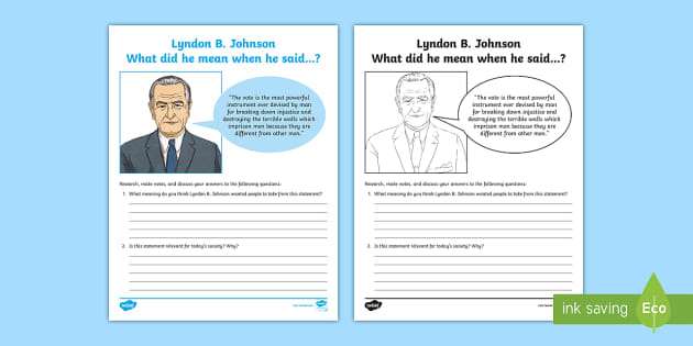 Lyndon B. Johnson Quote Research and Discussion Activity
