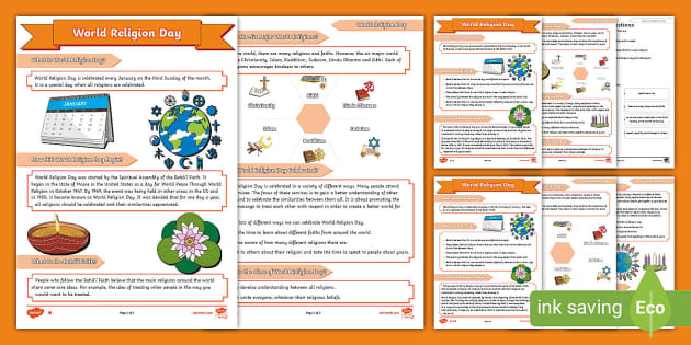 LKS2 World Religion Day Differentiated Reading Activity