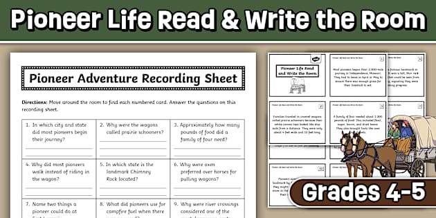 Pioneer Life Read and Write the Room for 4th-5th Grade
