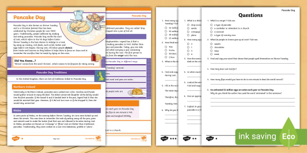 Pancake Tuesday Comprehension | Reading resource | Twinkl