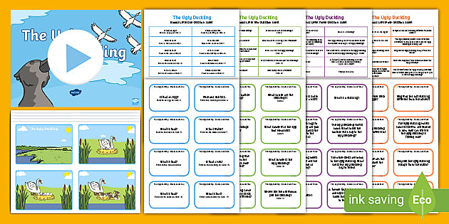 The Ugly Duckling with Blanks Level Question Cards - Twinkl