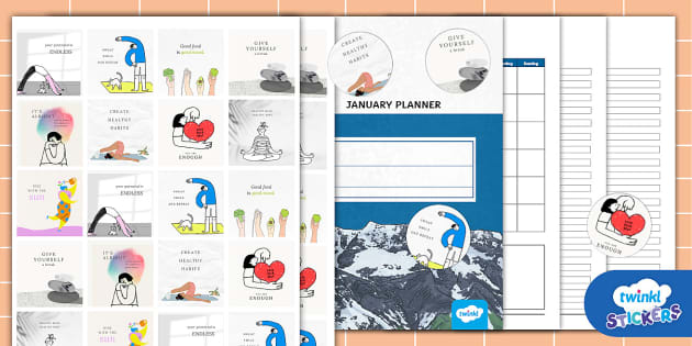 Inspirational Teacher Planner Stickers - Health and Wellbeing Theme