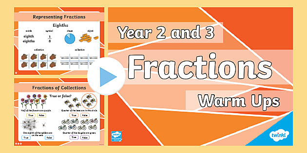 Year 2 and 3 Fractions Warm Ups PowerPoint (teacher made)
