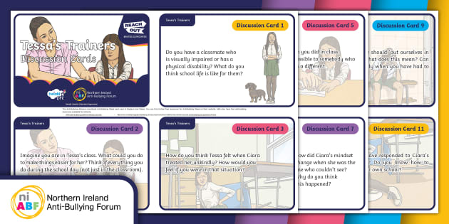 FREE! - Discussion Cards for Tessa's Trainers Anti-Bullying Story